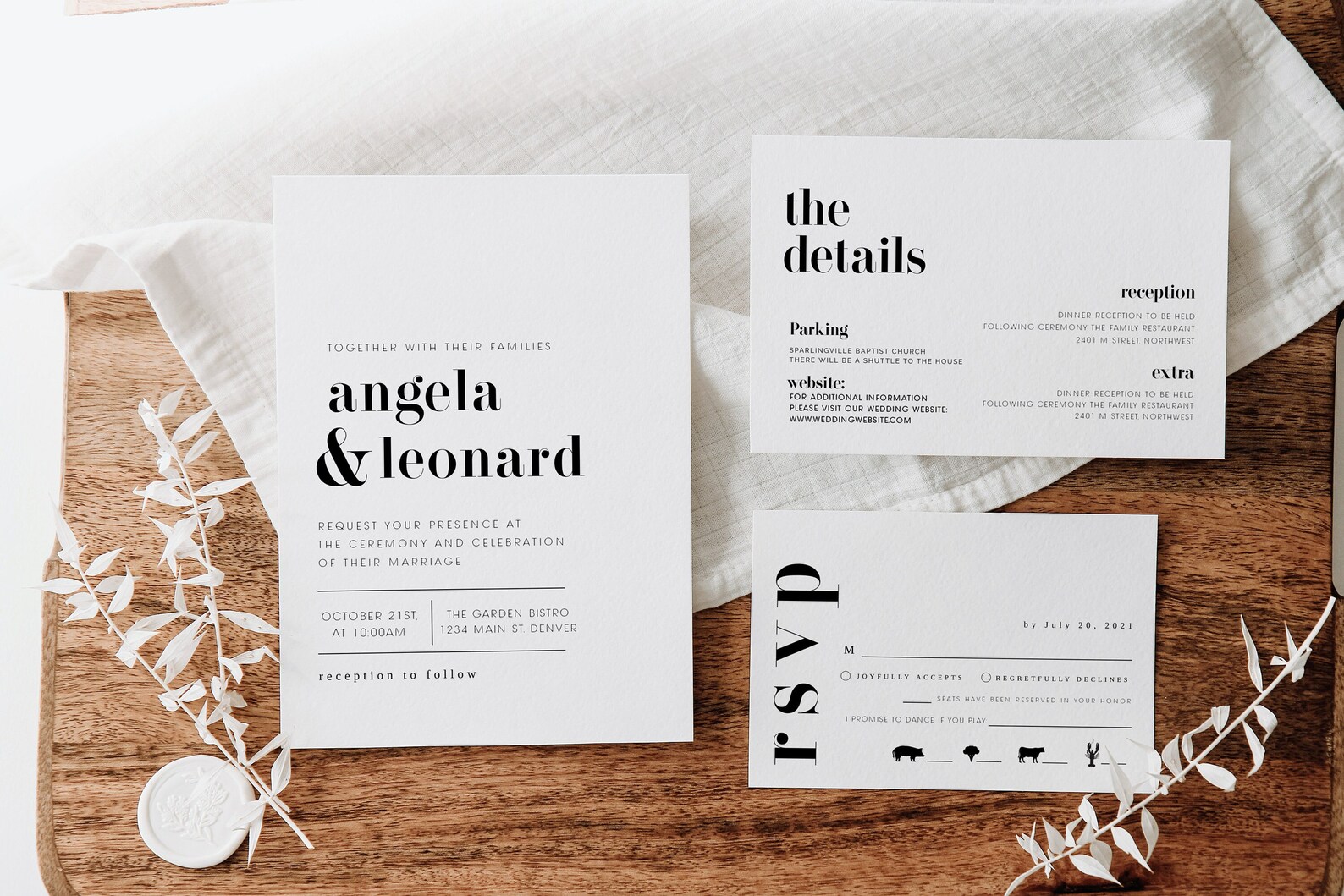 Hannah Modern Wedding Invitation Suite Minimalist Wedding - Etsy