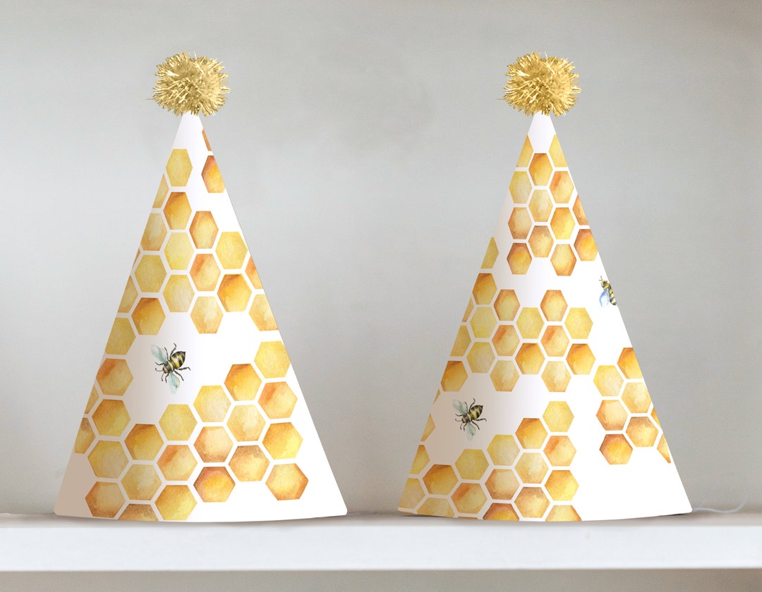 Bee Birthday Party Hat, Bumble Bee Birthday Decorations, Happy Bee Day ...