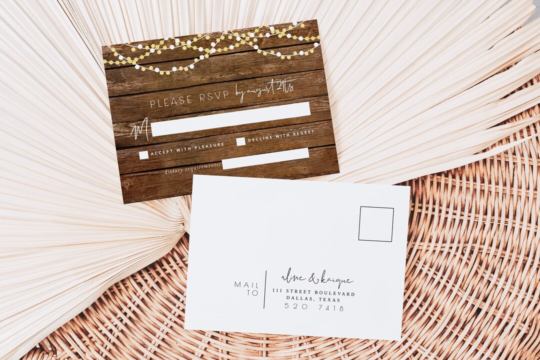 Rustic Wedding RSVP Card Template, Printable Wedding RSVP Cards ...