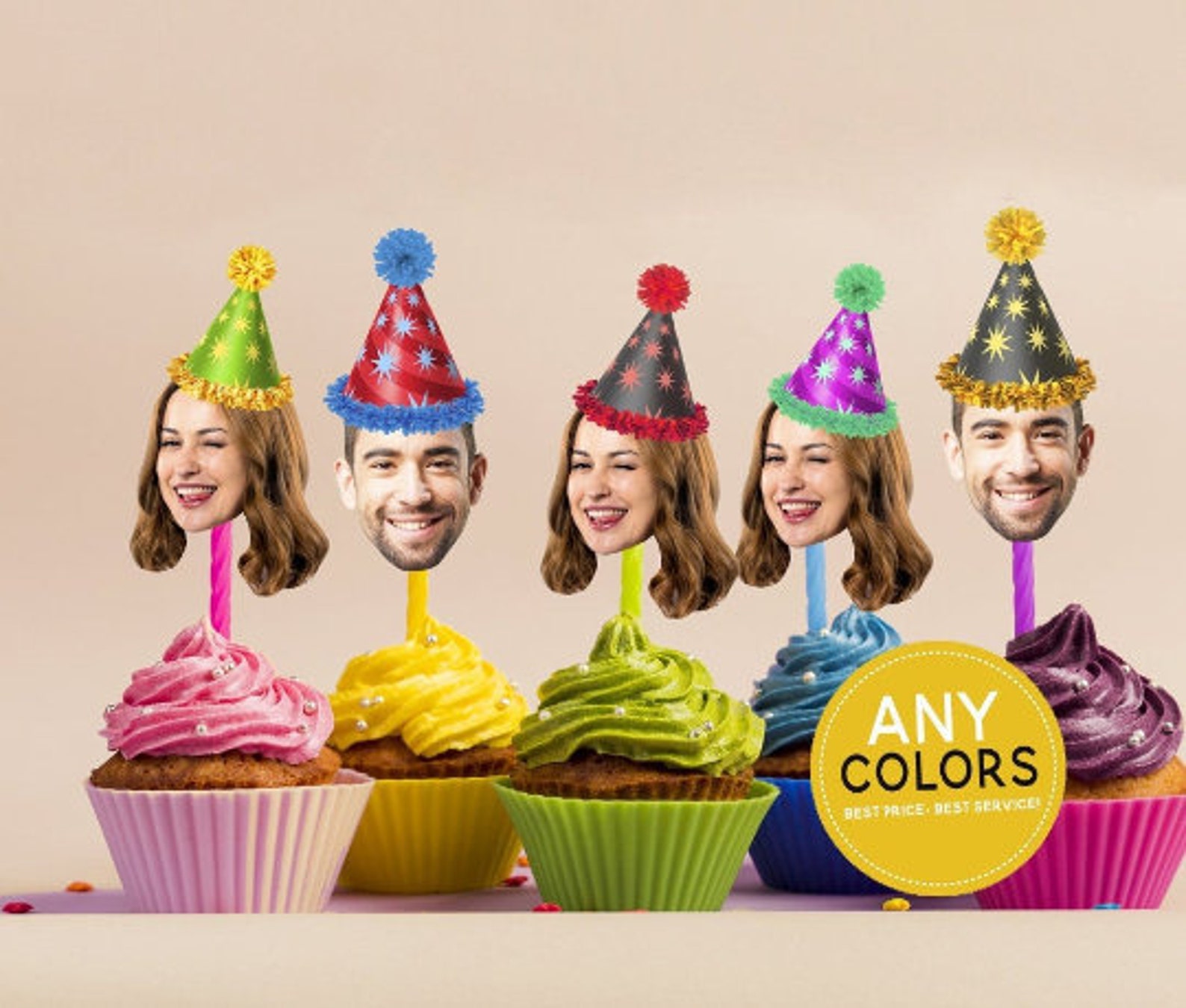 Personalized Face Cupcake Toppers Funny Cupcake Topper - Etsy