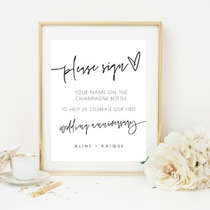 Please Sign Your Name on Our Champagne Bottle, Wedding Bottle Guestbook ...