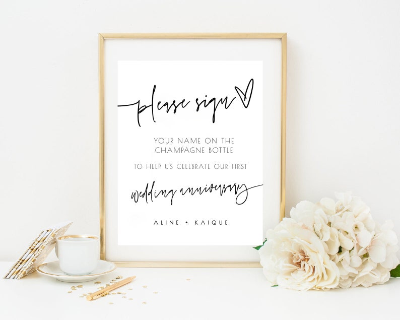 Please Sign Your Name on Our Champagne Bottle Wedding Bottle - Etsy