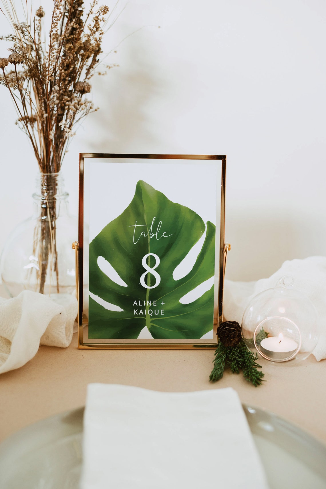 Modern Greenery Table Number Template Tropical Wedding Table - Etsy