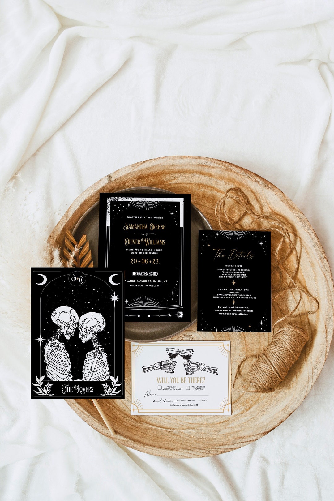 Black Wedding Invitation Template, Tarot Wedding Invites Instant ...