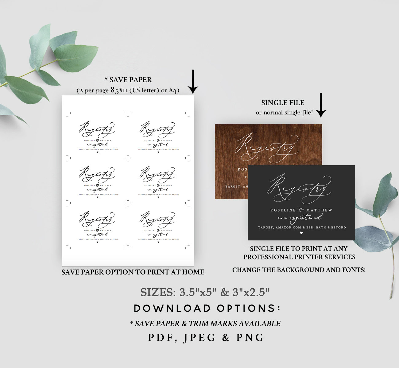 Registry Card Template Wedding Registry Card Bridal Shower - Etsy