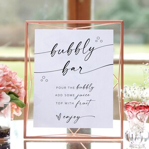 Minimalist Bubbly Bar Sign, Bridal Shower Mimosa Bar Sign, Brunch and ...