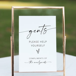 Gents Bathroom Sign Template, Wedding Bathroom Basket Sign, Mens Room ...