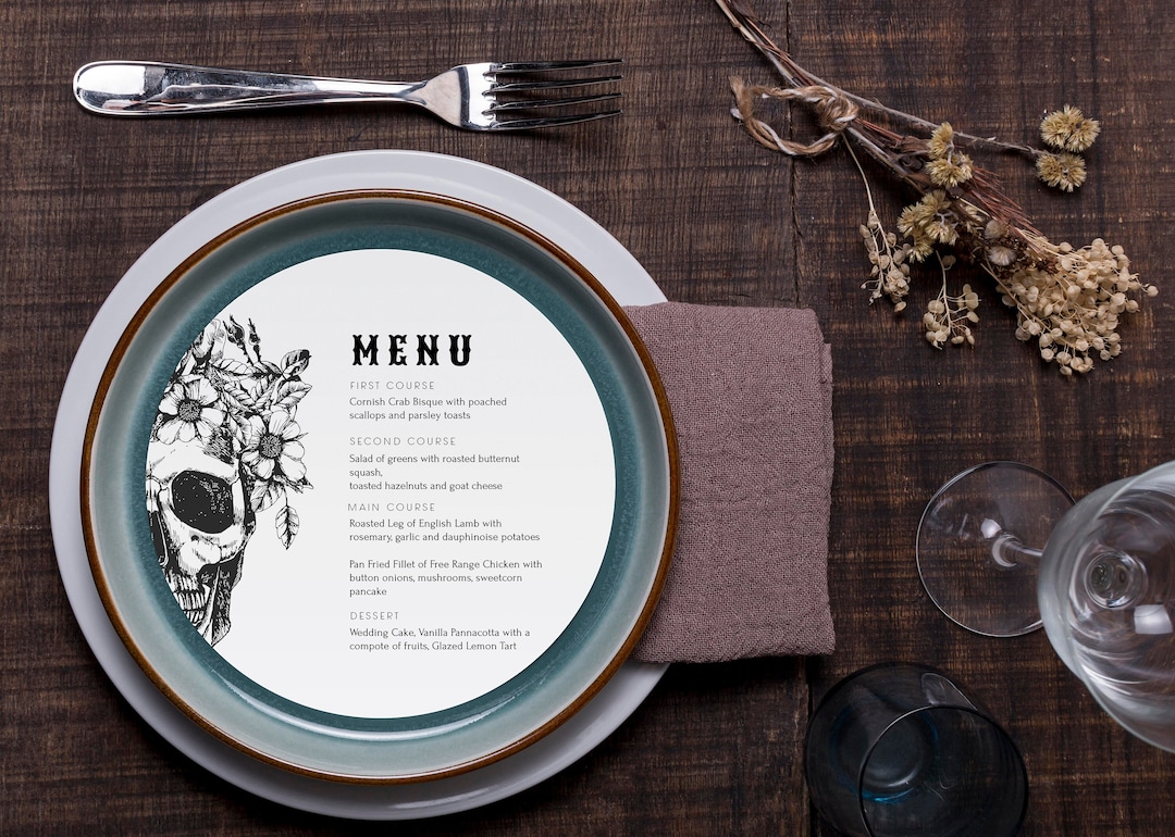 Skull Gothic Menu Editable Template, Let's Eat Halloween Menu, Gothic ...