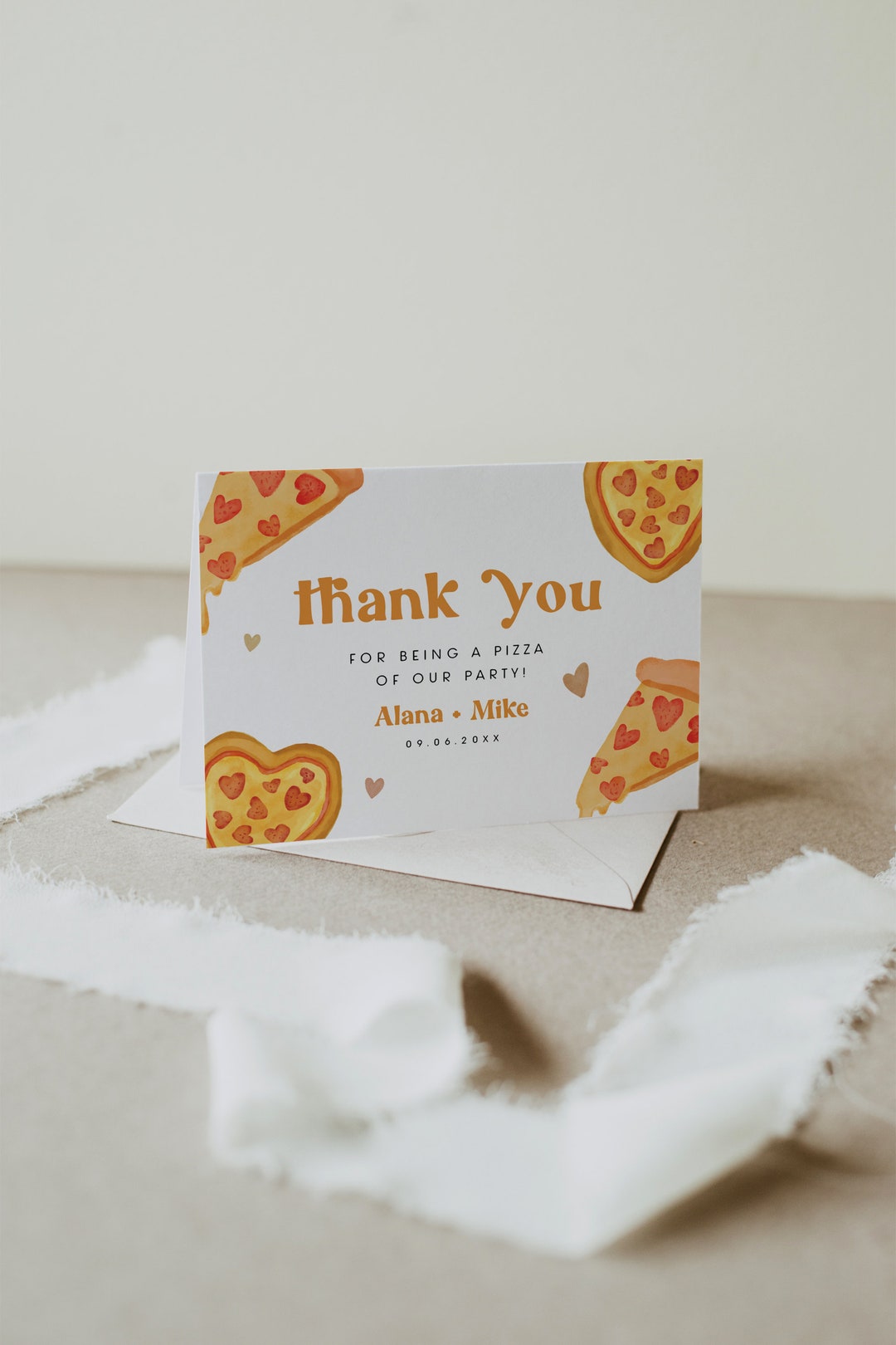 Slice Slice Baby Shower Thank You Card, Pizza Thank You Cards, Birthday ...
