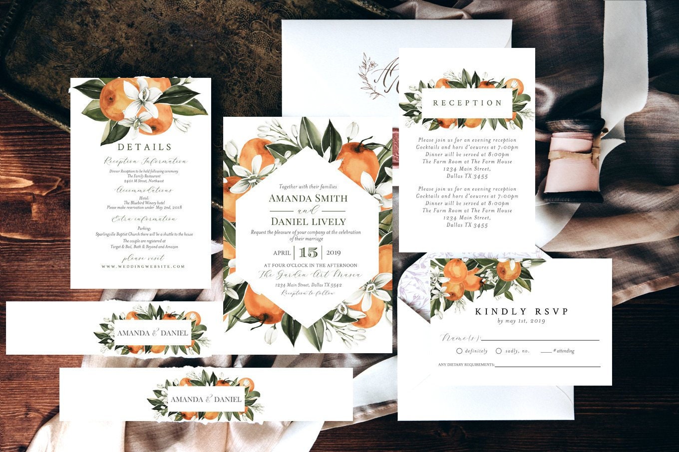Orange Wedding Invitation Template Printable Editable Wedding - Etsy