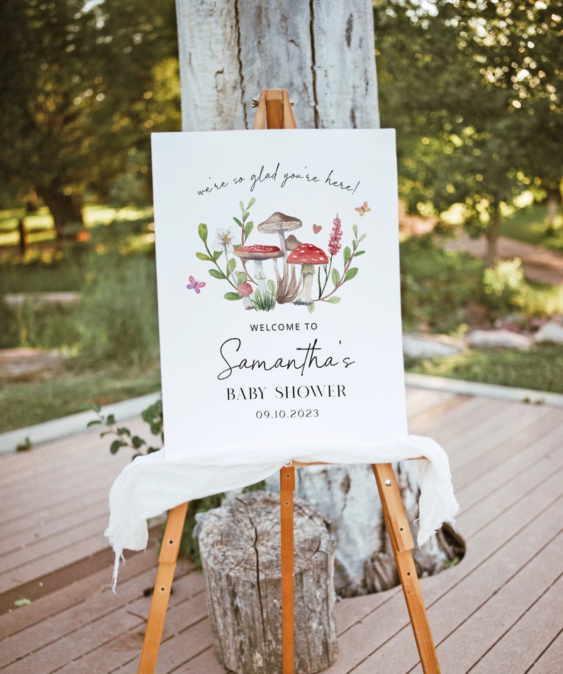 Mushroom Welcome Sign Printable Woodland Welcome Poster - Etsy