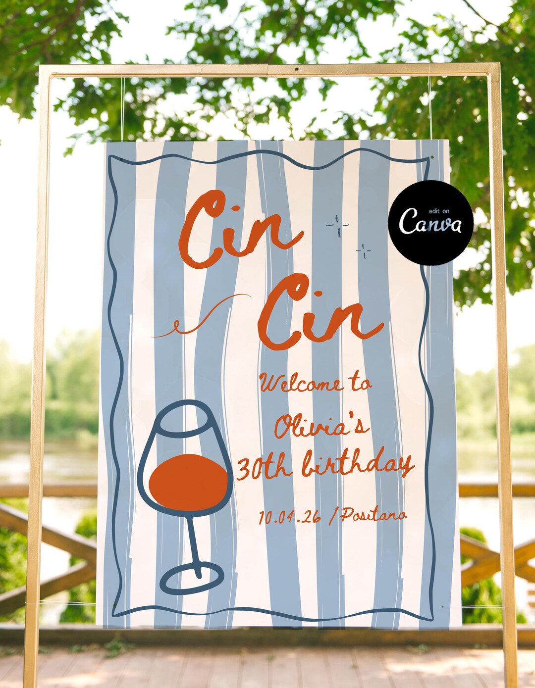 Editable Cin Cin Welcome Sign | Italian Summer Brunch for Birthday ...