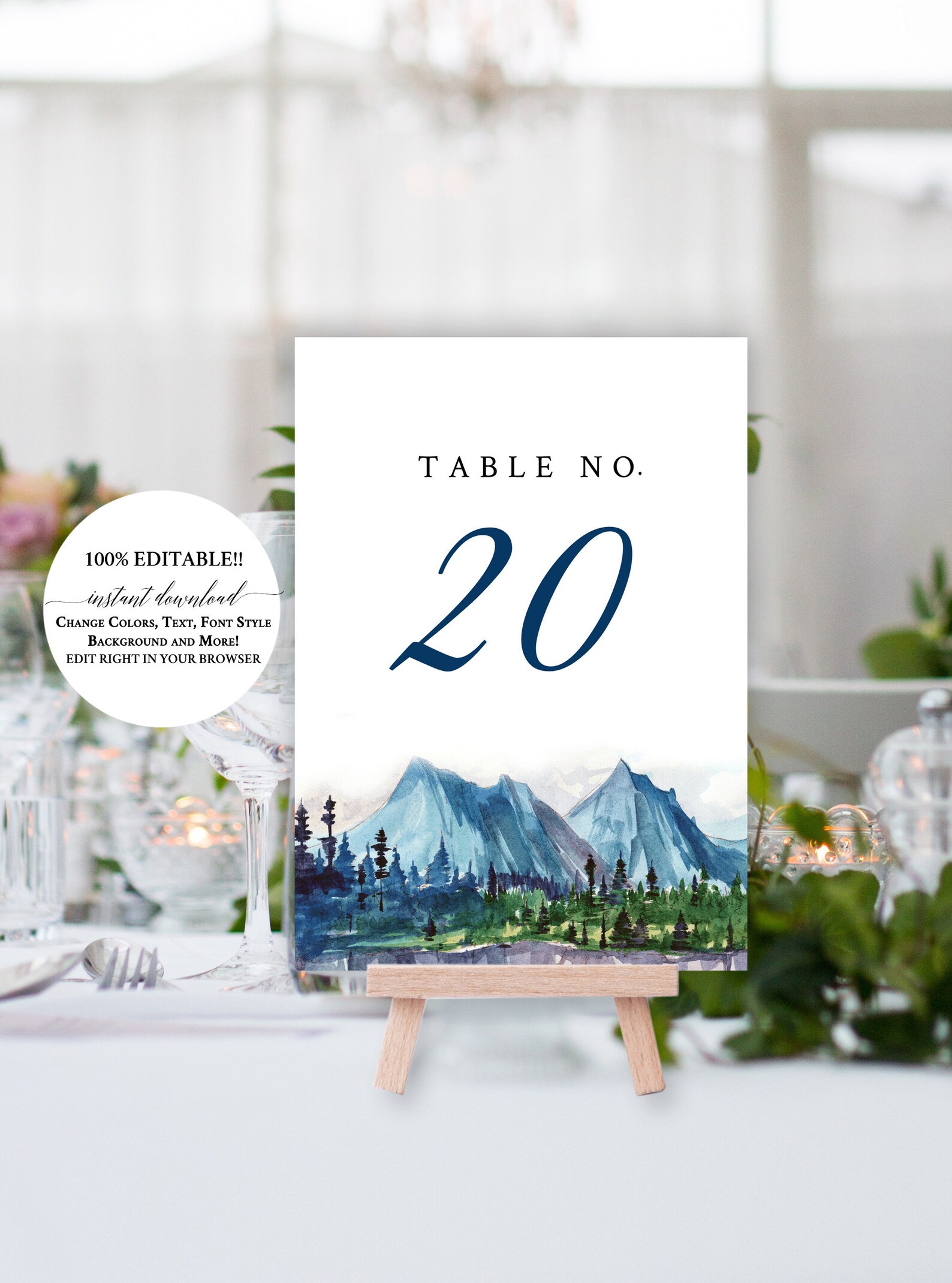 Printable Table Number Card, Winter Wedding Table Number, Table Number ...