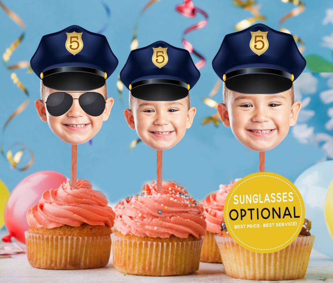 Police Cupcake Toppers, Photo Cupcake Toppers, PRINTABLE Cupcake ...