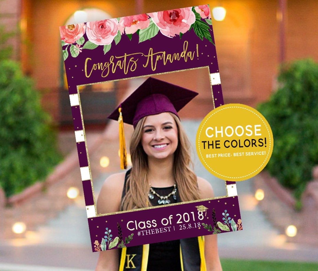 Graduation Party Photo Prop Frame Floral, Graduation Party Decorations ...
