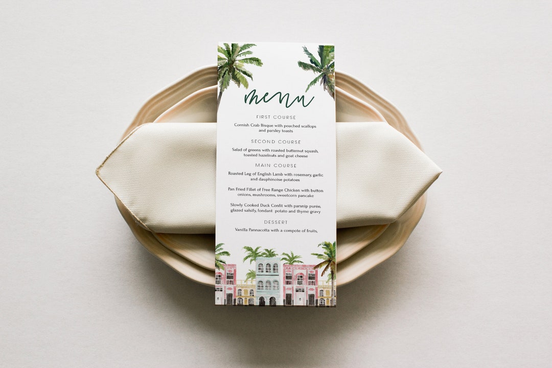 Charleston Bachelorette Menu, Bachelorette Party Menu Template ...