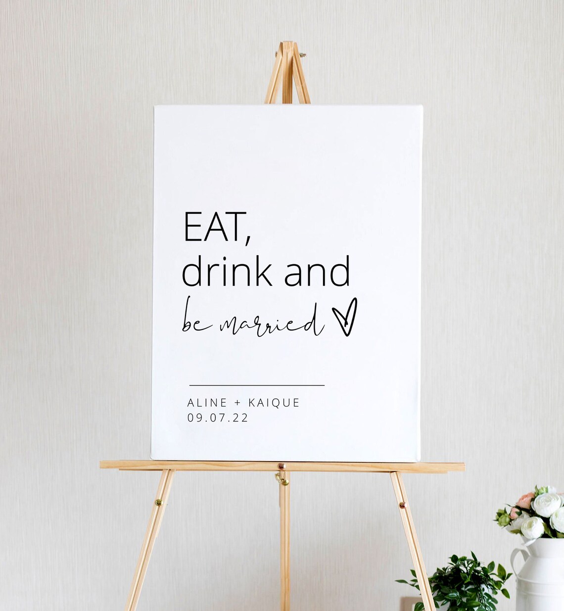 Eat Drink and Be Married Sign Modern Minimalist Welcome Sign - Etsy