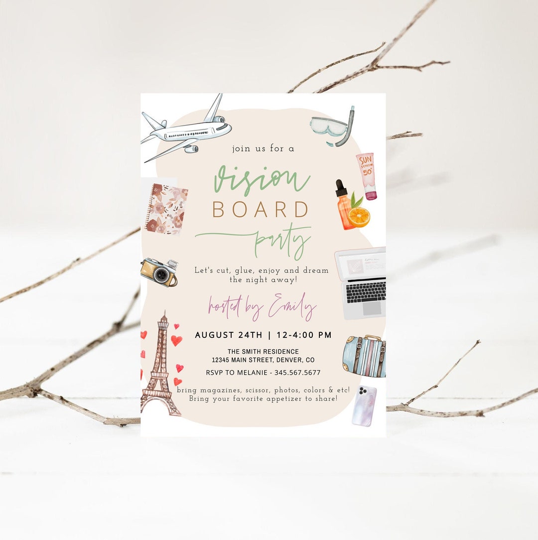 Vision Board Party Invitation, 2023 Vision Board Printable, Vision ...