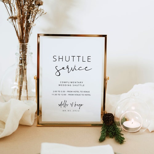 Shuttle Service Wedding Sign Minimalist Transportation Sign - Etsy