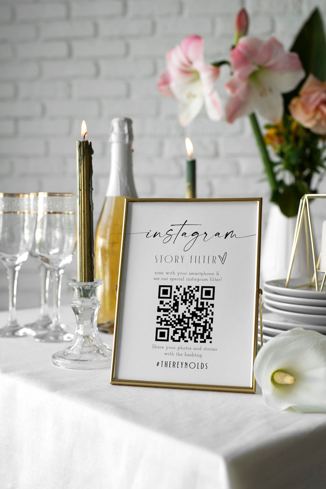 Wedding Instagram Filter QR Code Sign Template, Share the Love QR Code ...
