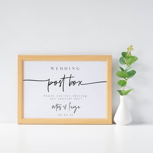 Ellia | Wedding Post Box Sign, Wedding Card Sign, Minimalist Modern ...