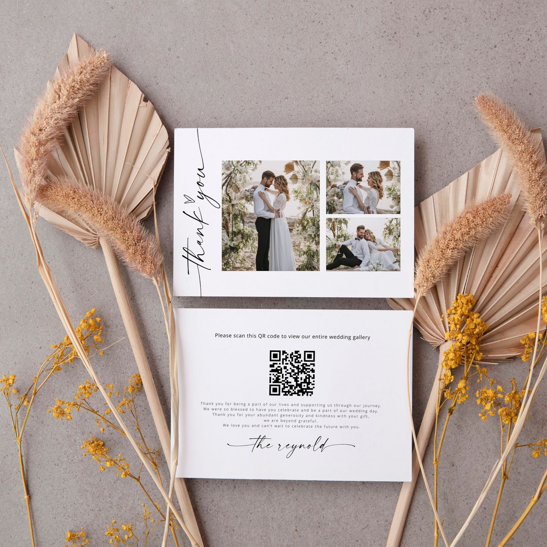 Wedding Photos QR Code Card, Elopement Announcement, Wedding Photo ...