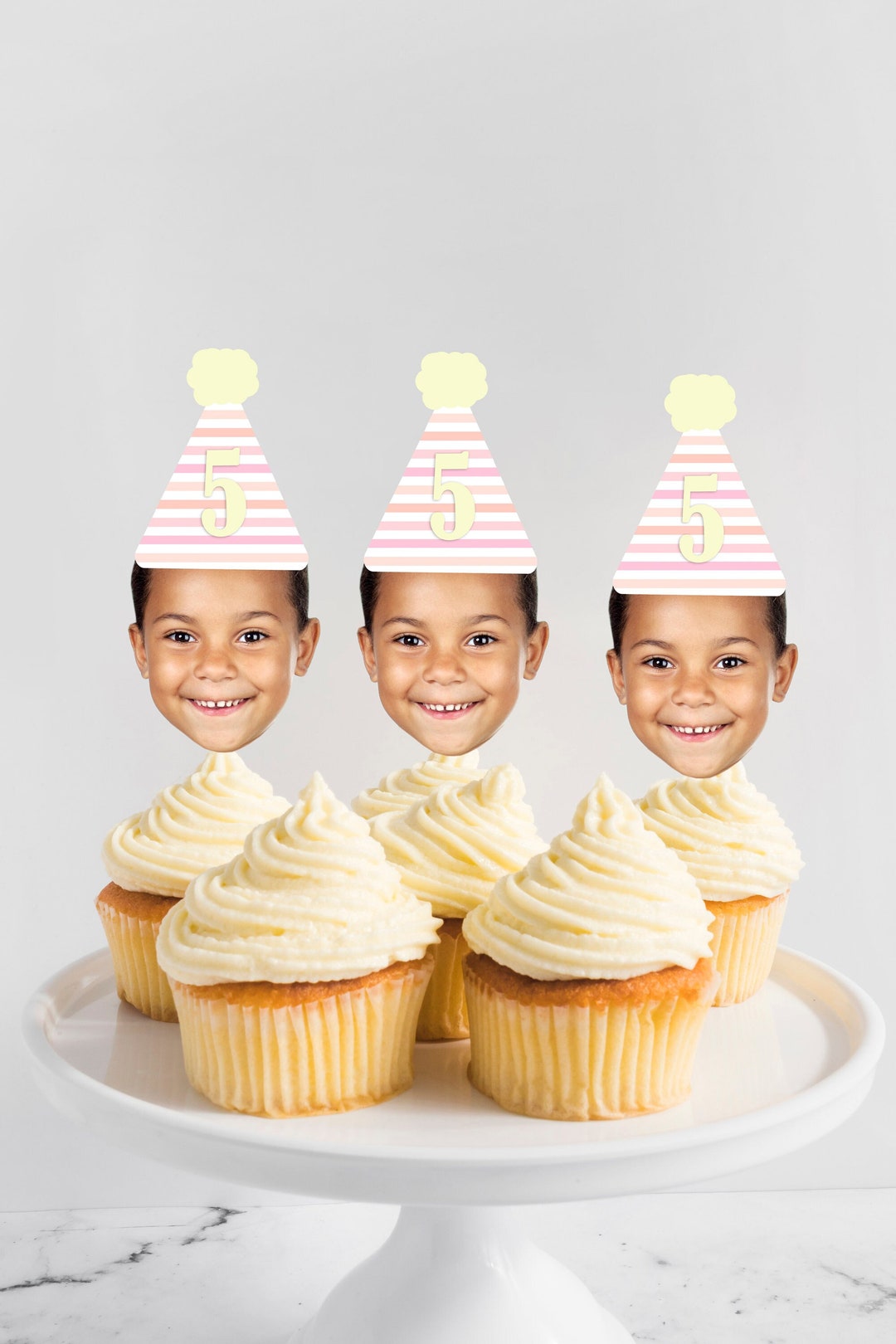 Photo Cupcake Toppers Printable, Kids Cupcake Toppers, Pink Birthday ...