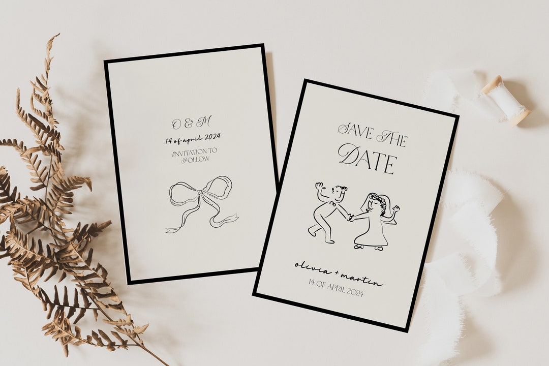 Old Money Wedding Save the Date, Hand Draw Save the Date Template ...