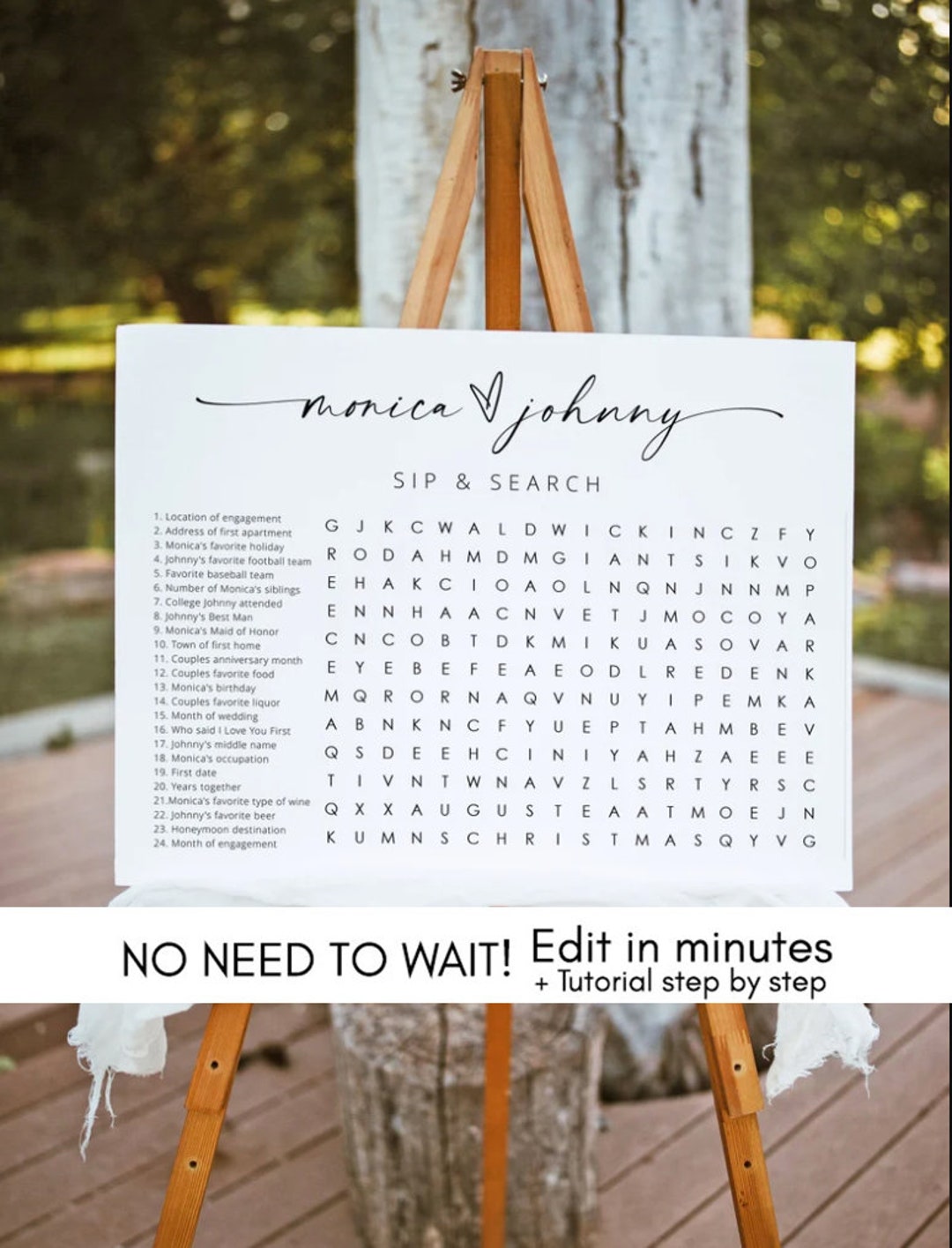 Custom Wedding Word Search Game, Wedding Personalized Bridal Shower ...