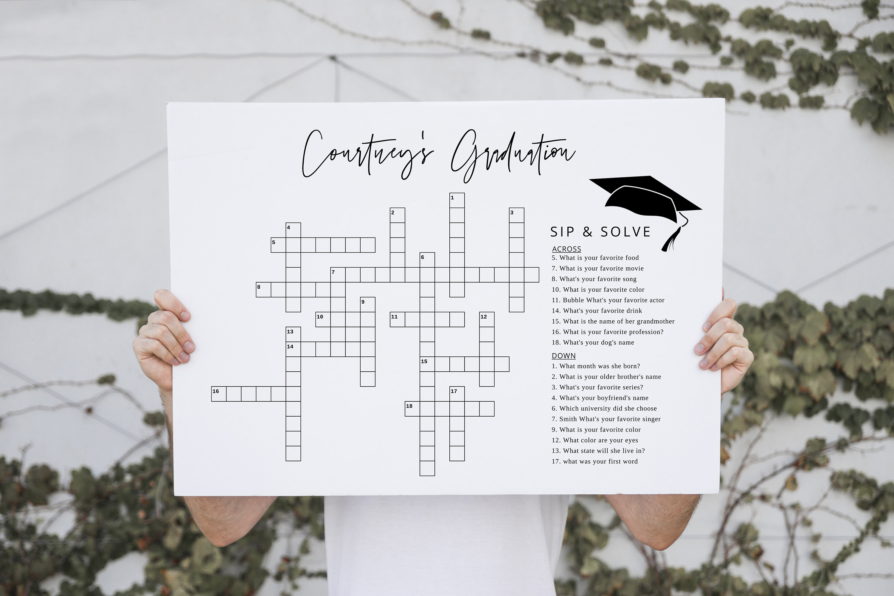 Graduation Crossword Puzzle Printable, Graduation Party Games Printable ...