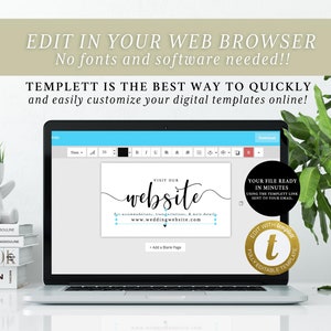 Wedding Website Card Insert Template, Editable Website Card, Wedding ...