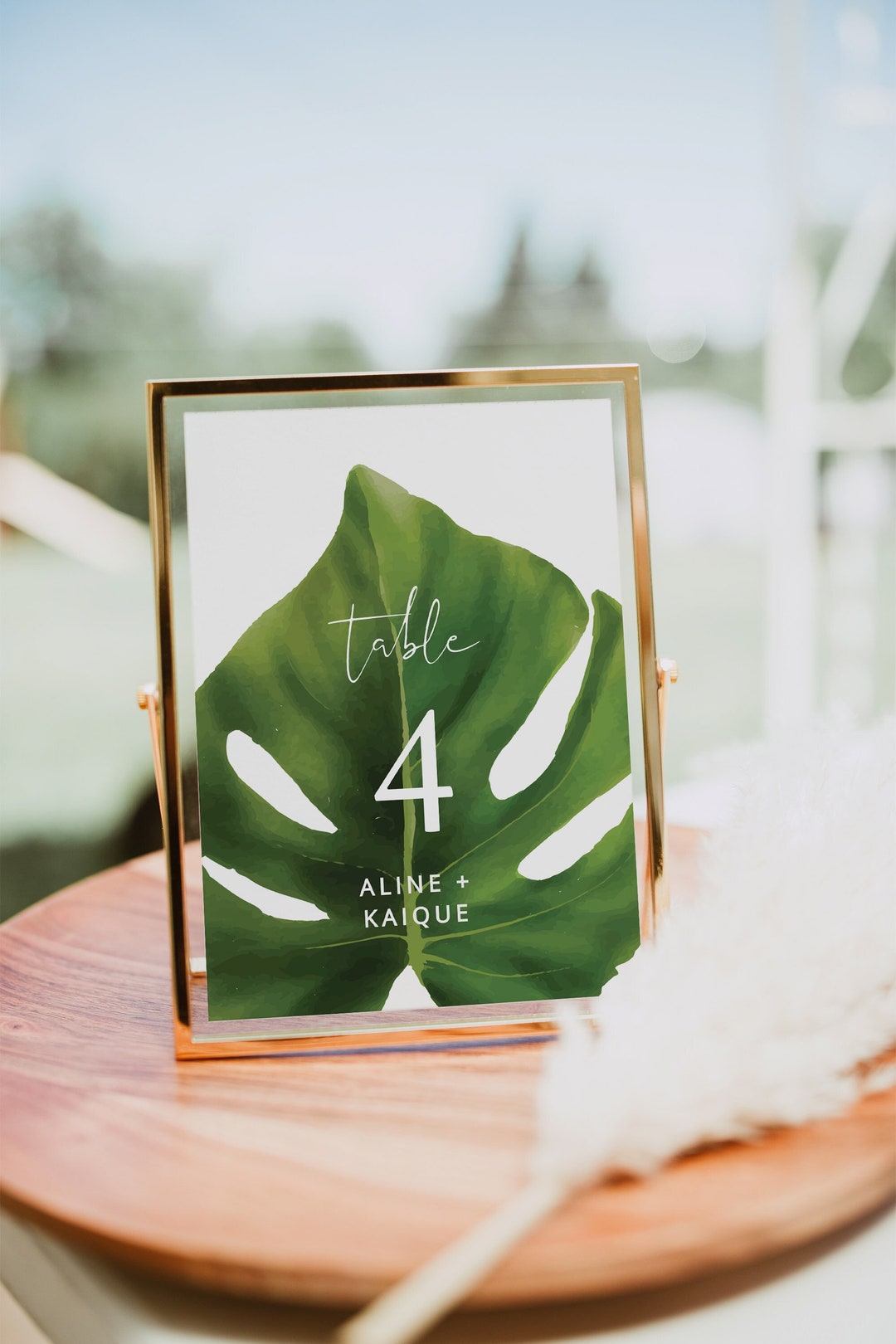 Modern Greenery Table Number Template, Tropical Wedding Table Cards ...