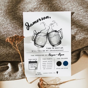 Funny Groomsmen Proposal Card Template, Suit up Best Man Proposal ...