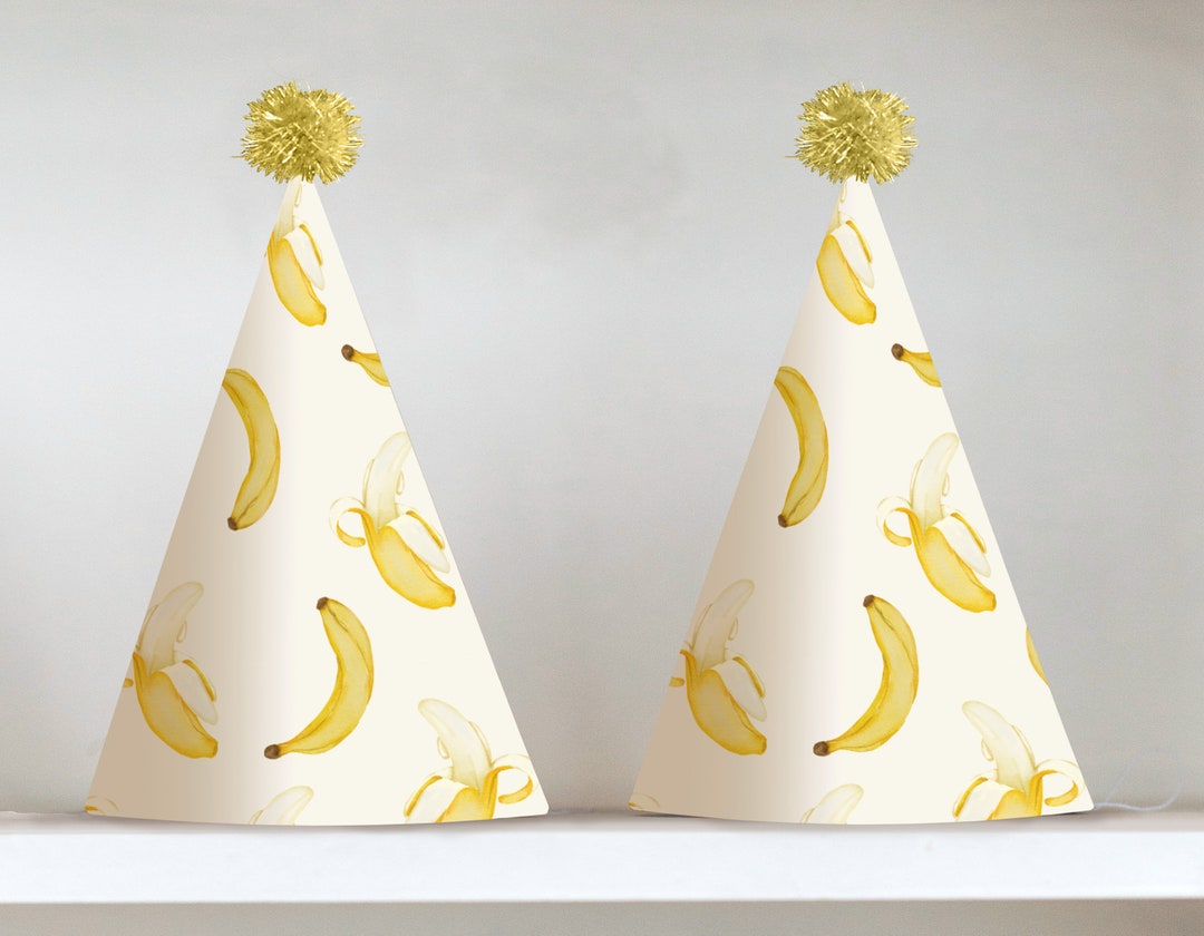 Banana Party Hat Printable, Banana Party Decorations, Tropical Summer ...