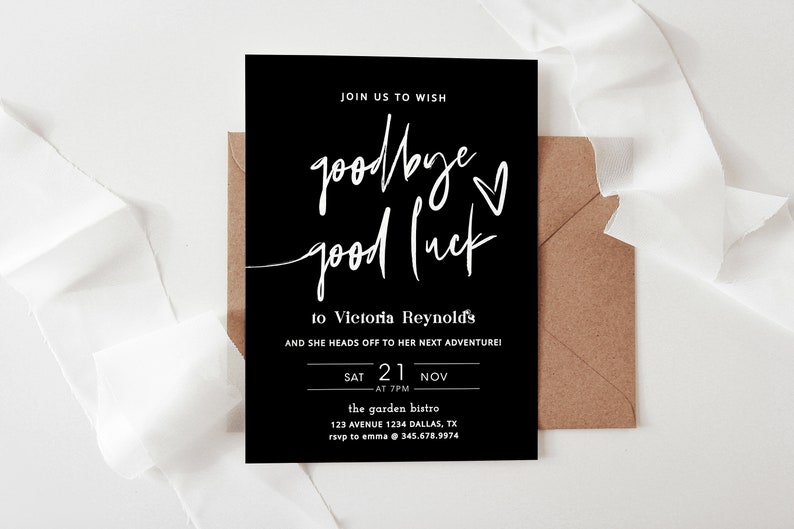 Farewell Invitation Template Goodbye and Good Luck - Etsy