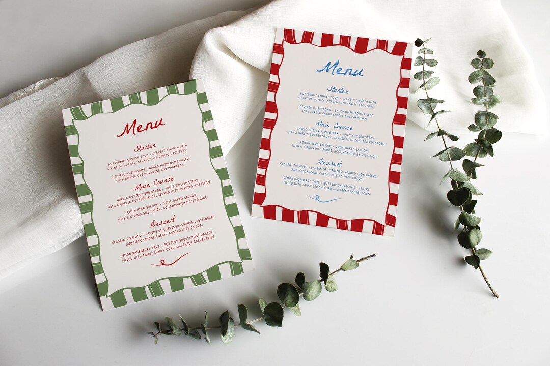 Multicolored Menu Template, Girly Menu Dinner Template, Bridal Shower ...