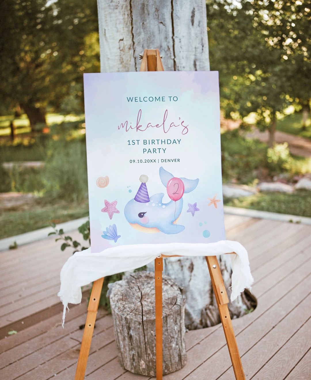 Pink Dolphin Birthday Welcome Sign, Dolphin Welcome Sign Template, Girl ...