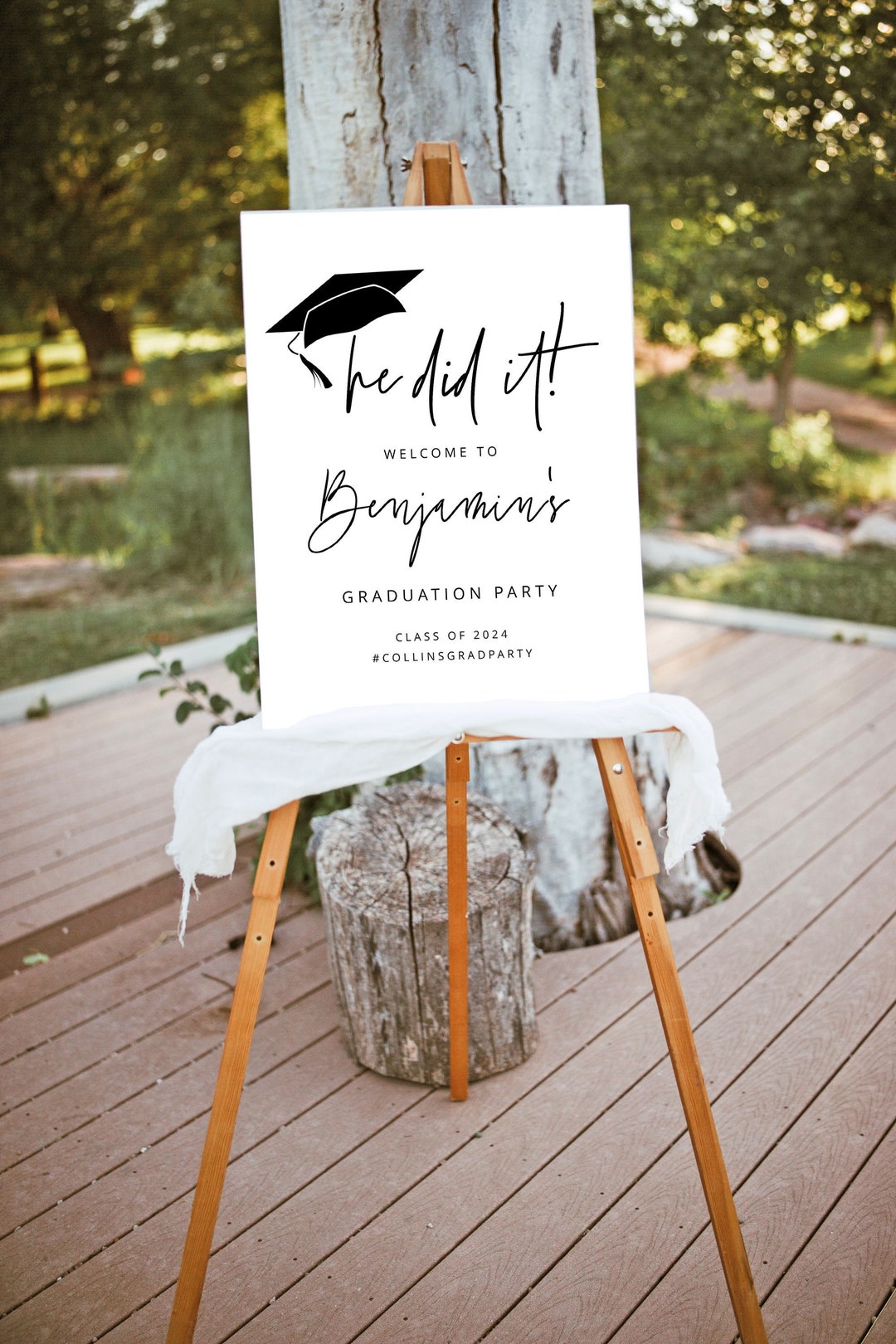 He Did It Graduation Welcome Sign, He Did It Sign, Modern Graduation ...