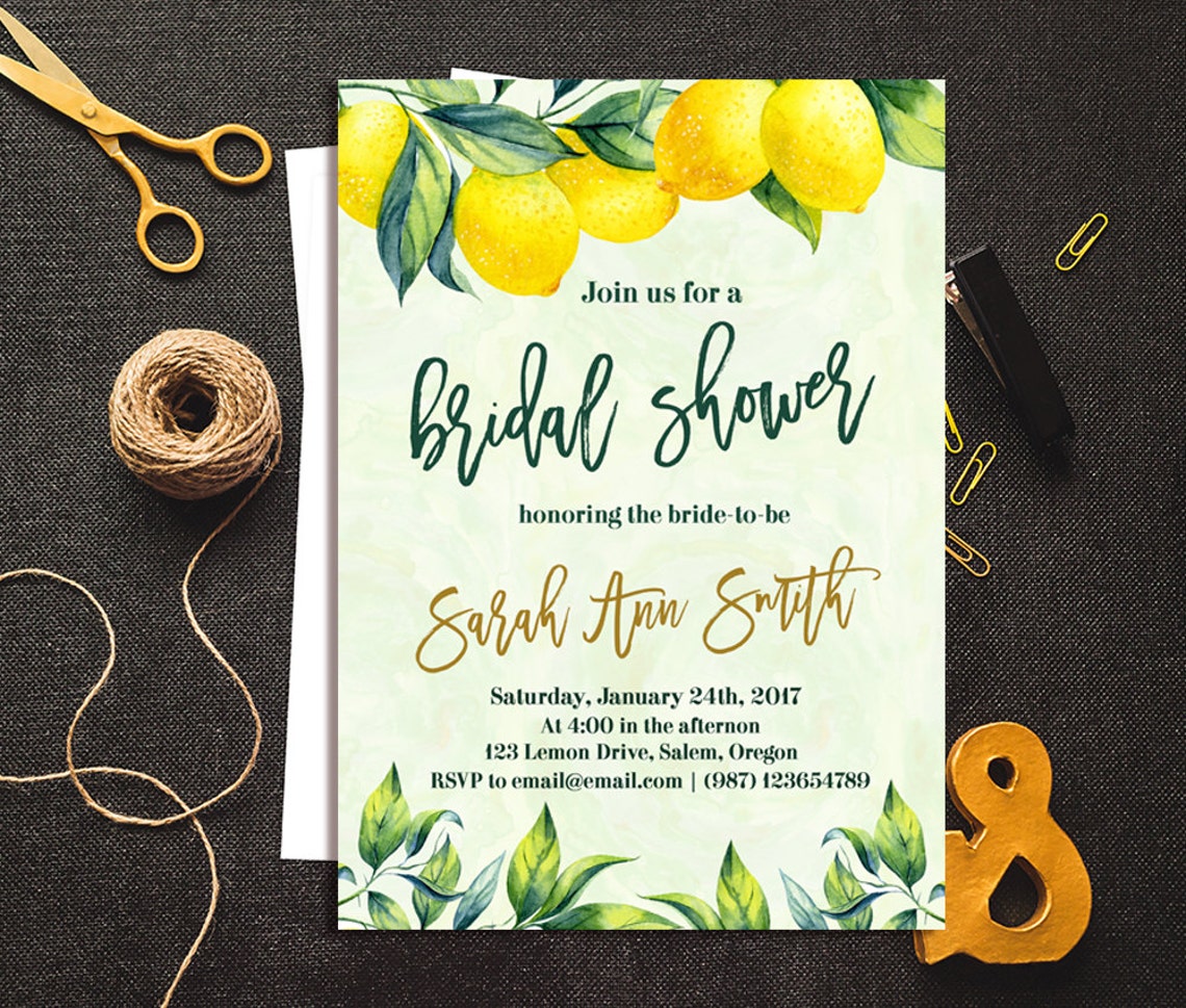 Lemon Bridal Shower Invitation Template, Lemon Bridal Shower Invitation ...
