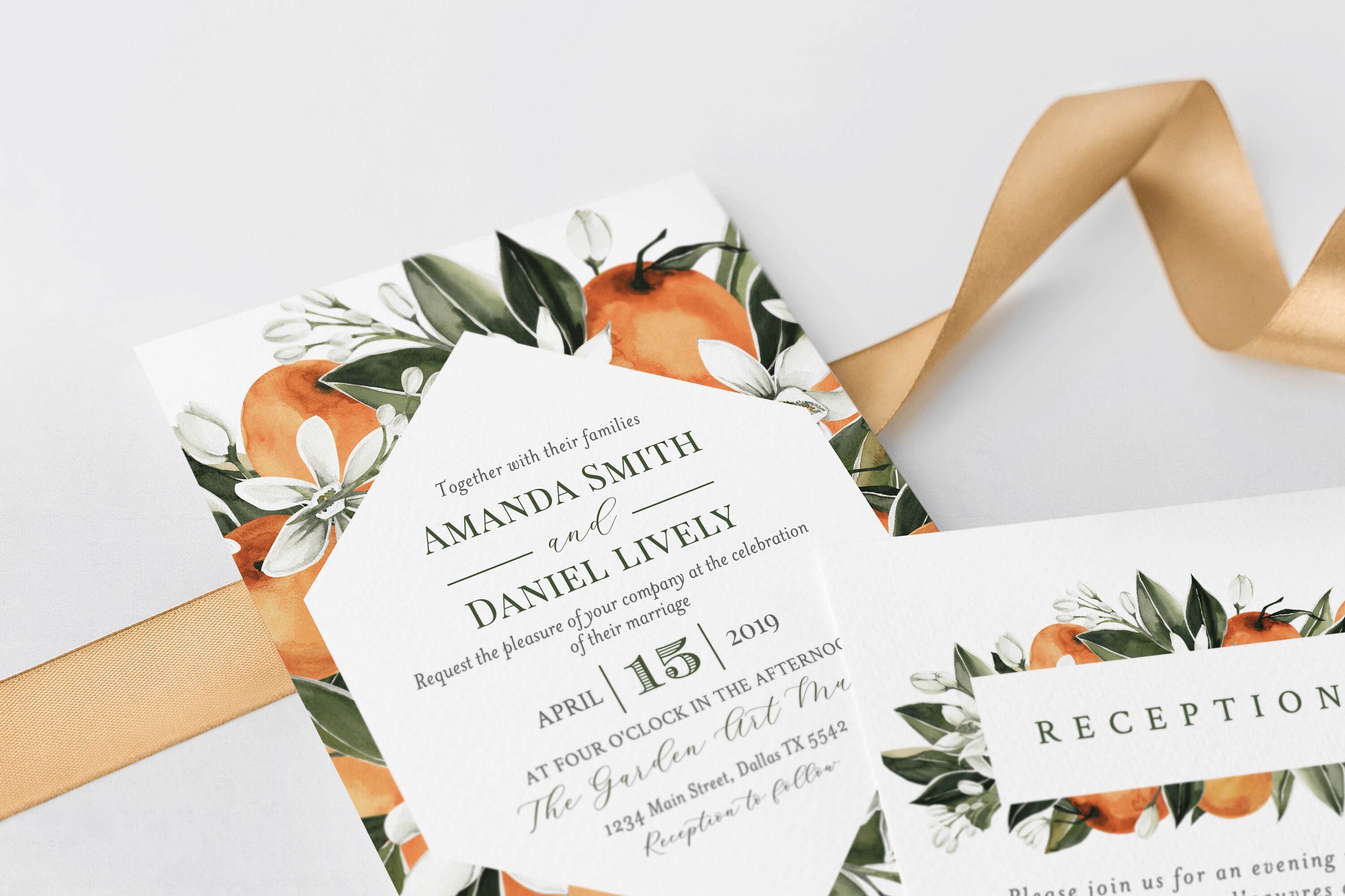 Orange Wedding Invitation Template Printable Editable Wedding - Etsy