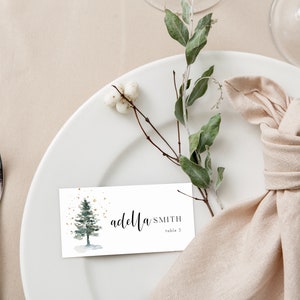 Christmas Dinner Place Card Template, Editable Christmas Place Card ...