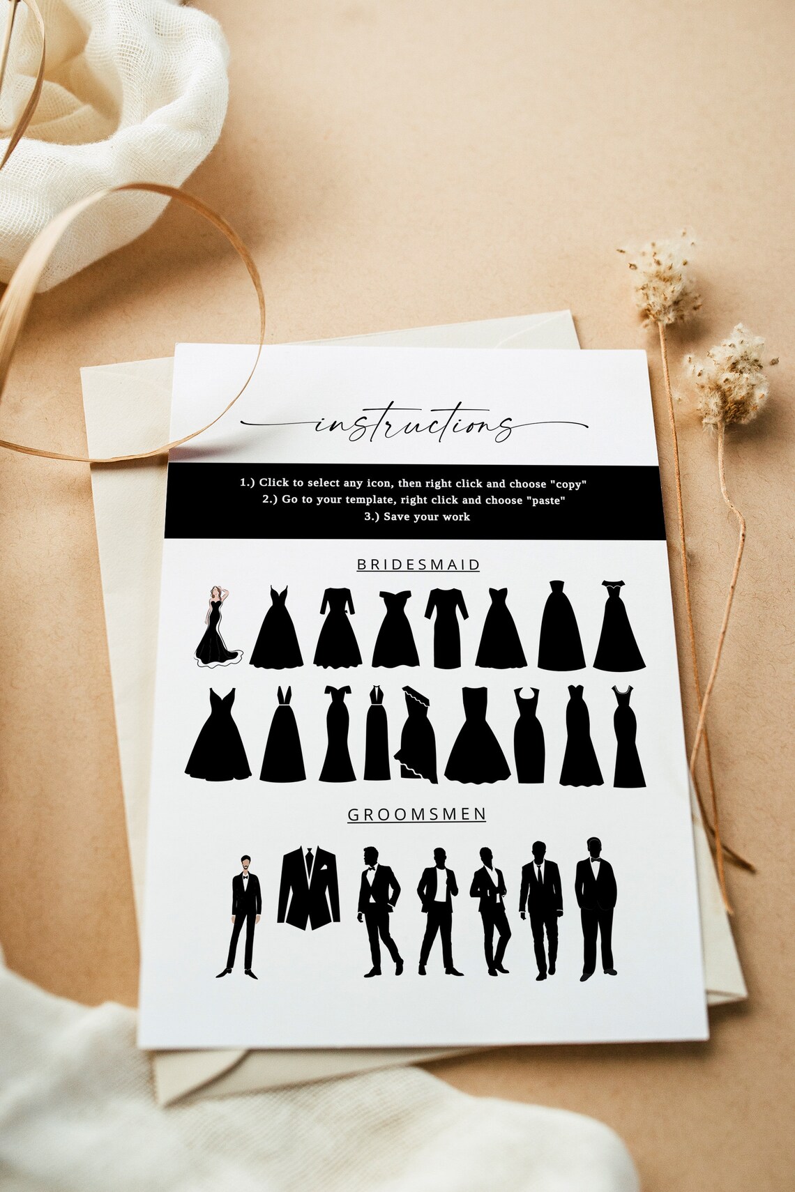 Bridesmaid Info Card Template Bridal Party Info Card - Etsy