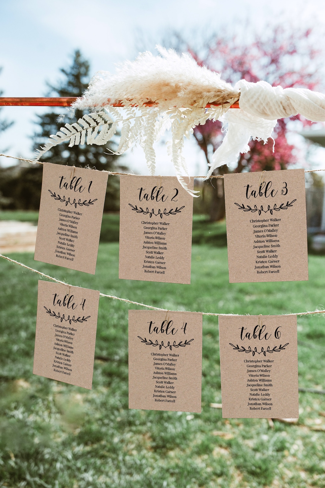 Rustic Wedding Seating Chart Template Set Printable Table Seating Plan ...