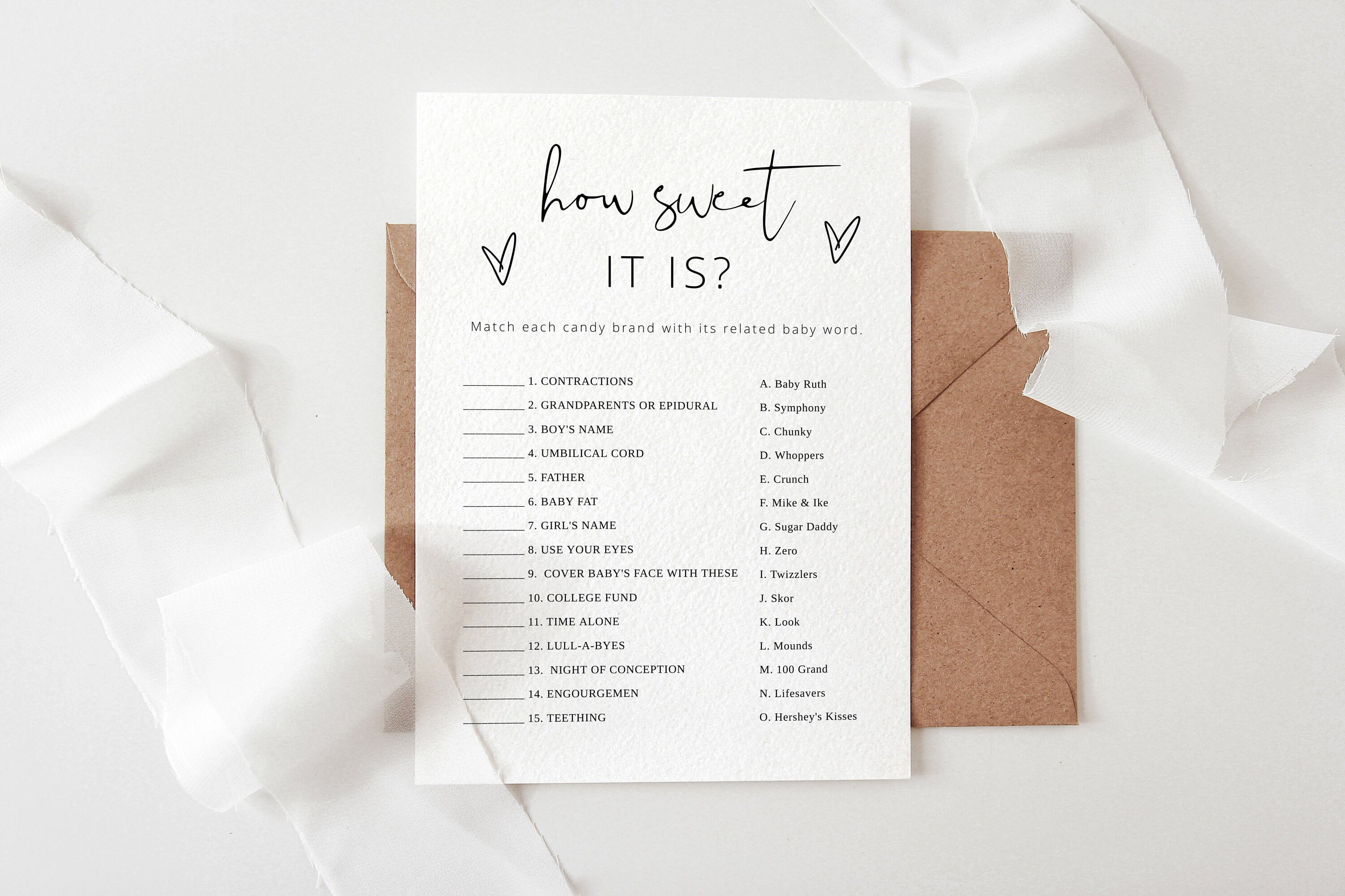 Candy Match Baby Shower Game How Sweet It is Baby Shower - Etsy