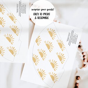 Watercolor Sun Birthday Party Hat Printable, Sunshine Birthday Party ...