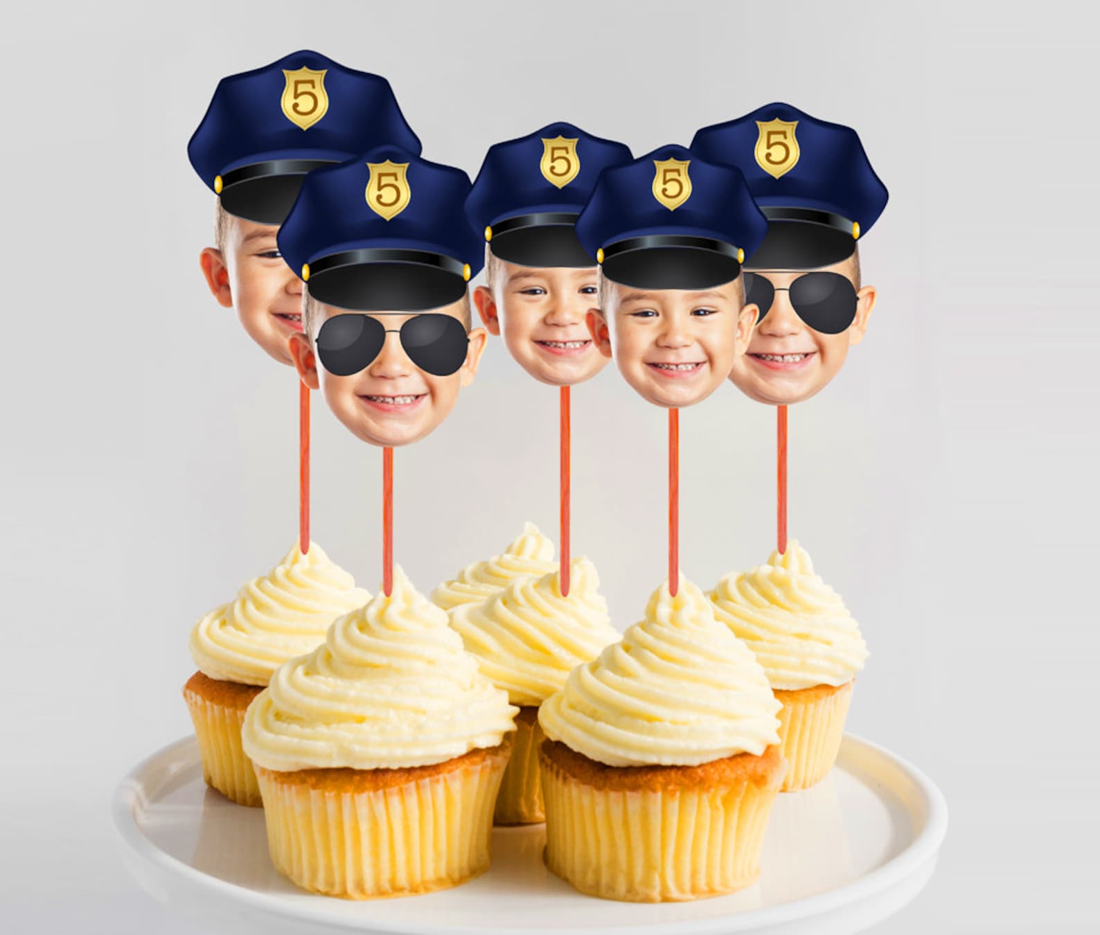 Police Cupcake Toppers Photo Cupcake Toppers PRINTABLE - Etsy