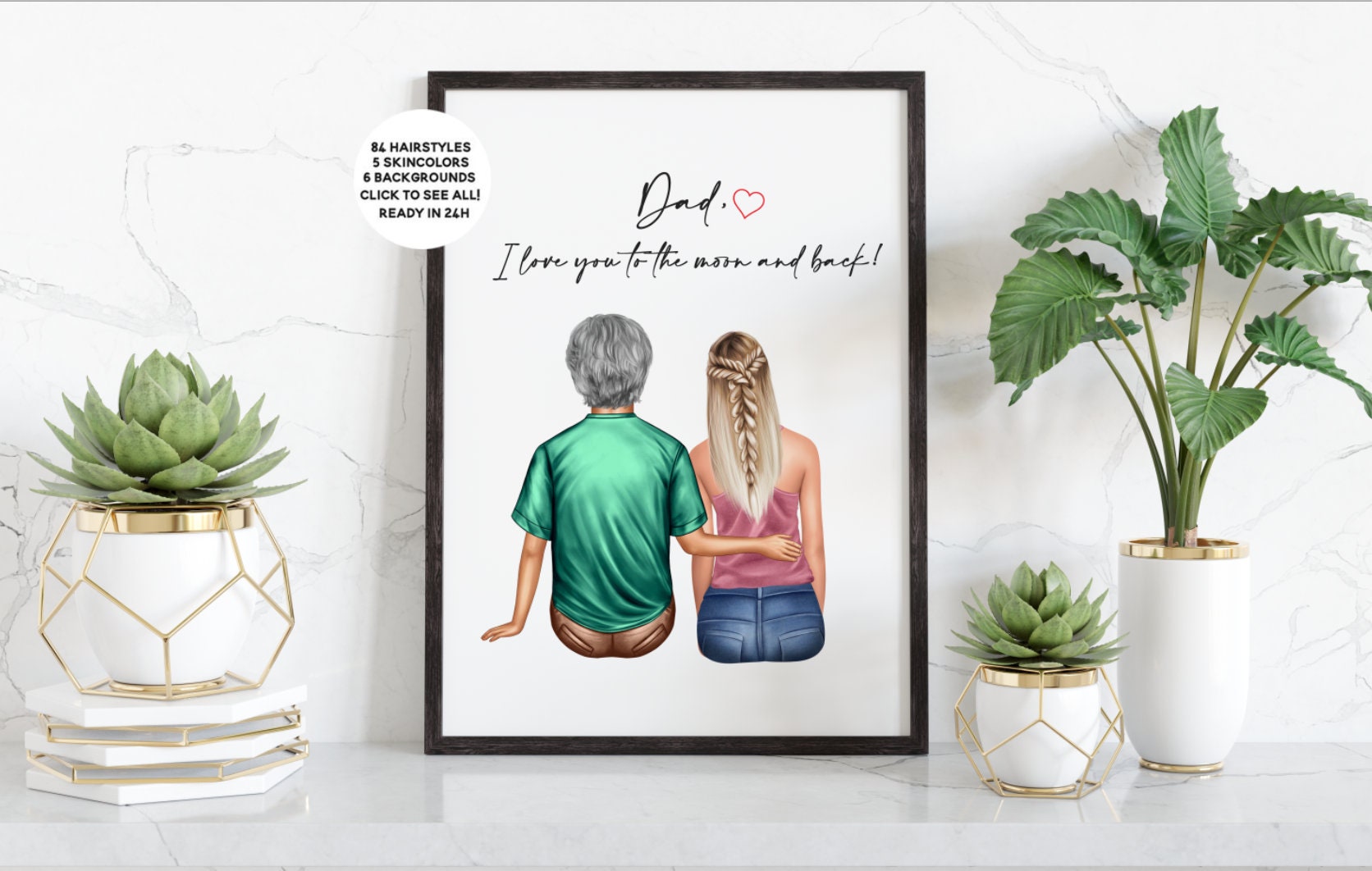 Personalised Dad and Daughter Print Fathers Day Print | Etsy