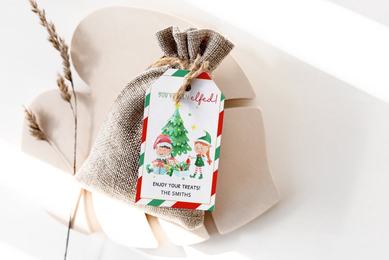 You've Been Elfed Tag, Christmas Elf Gift Tag Template, Printable ...