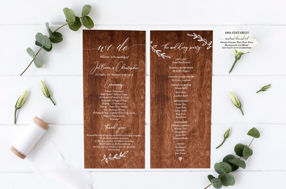 Rustic Wedding Ceremony Program Cover Examples Wedding Program Sign