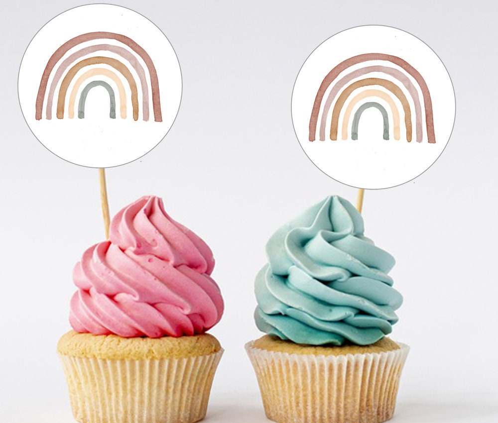 Printable Rainbow Cupcake Toppers Rainbow Cupcake Topper - Etsy